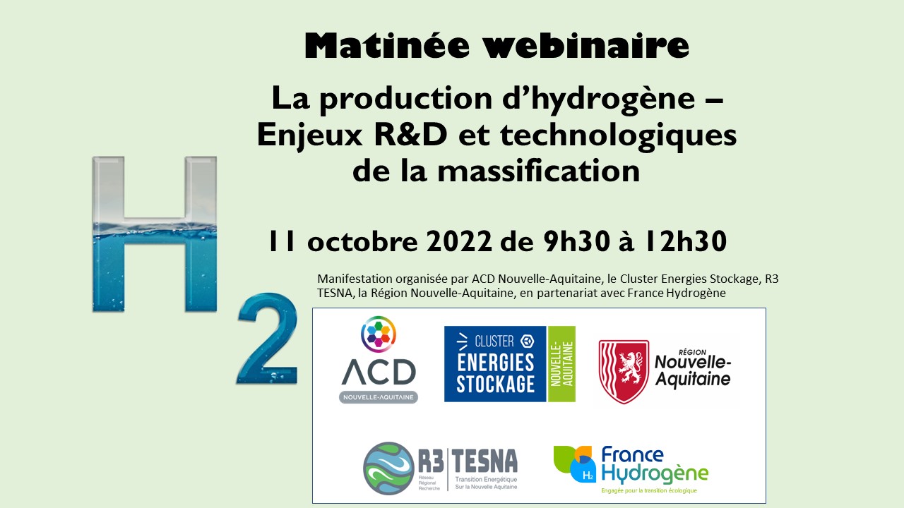 WEBINAIRELa production d’hydrogène – Enjeux R&D et technologiques de la ...